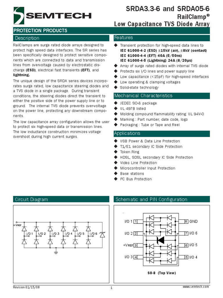 SRDA3.3-6 and SRDA05-6 1 | Download Free PDF | Diode | Electrostatic ...