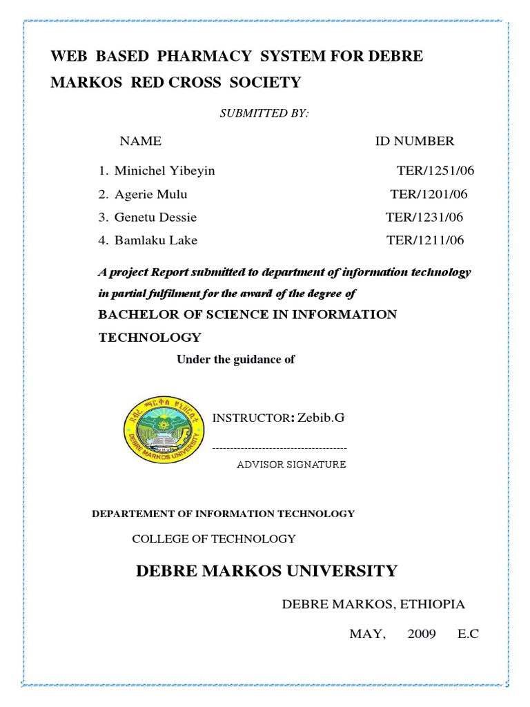 Web Based Pharmacy Management System For Debremarkos Red Cross Society ...