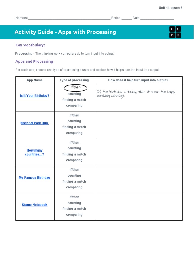 CSD Activity Guide Processing | PDF | Computer Science | Applied Mathematics