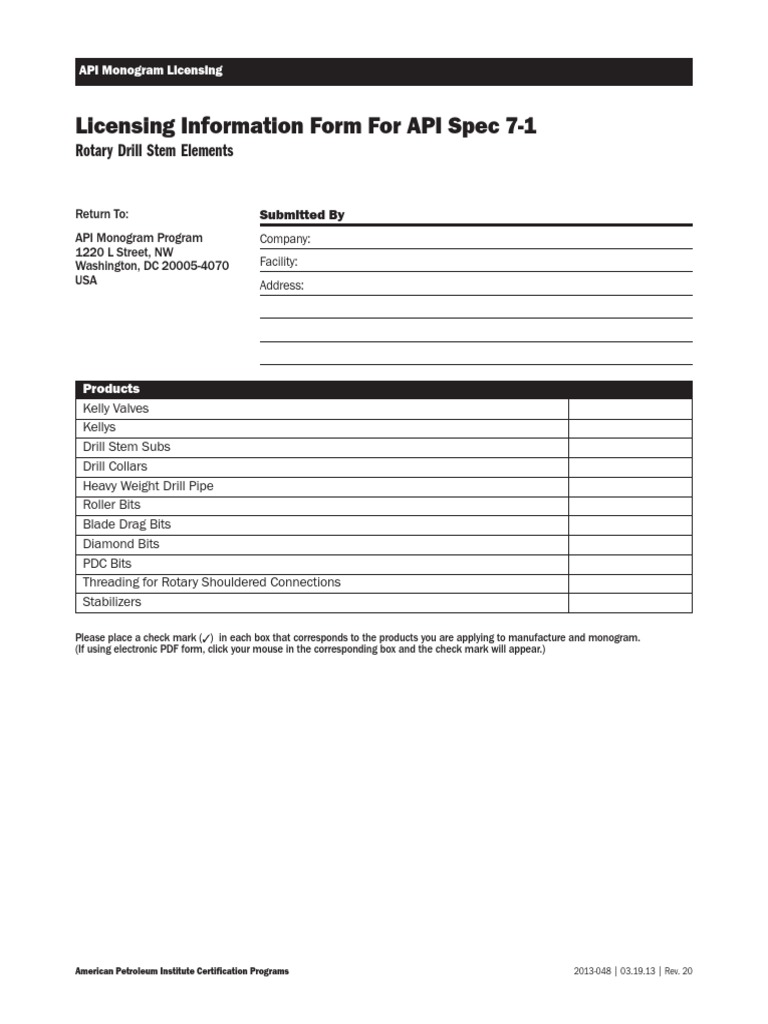 API Monogram Licensing Form Guide | PDF