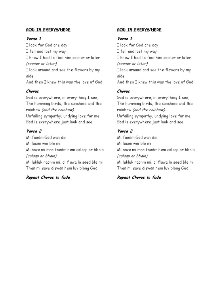 God Is Everywhere Lyrics | PDF
