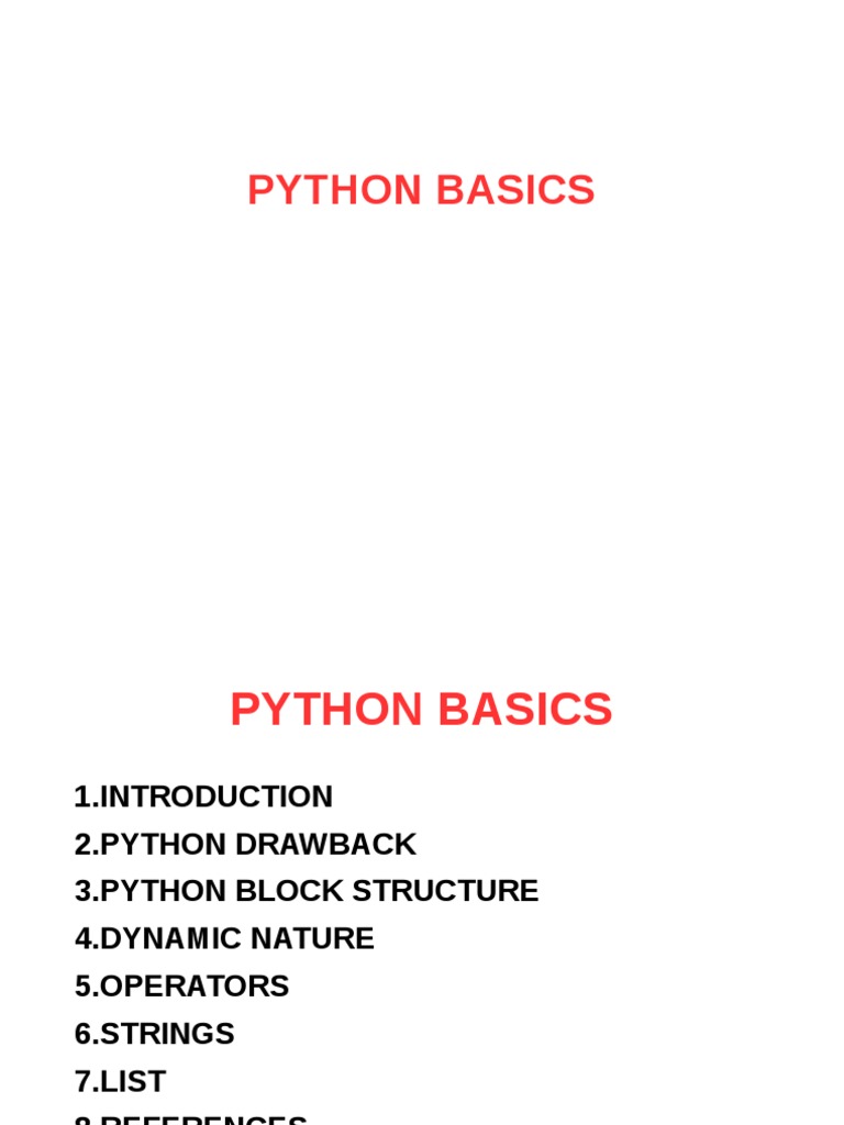 Python Basics | PDF | Python (Programming Language) | String (Computer ... Python Basics | PDF | Python (Programming Language) | String (Computer ...