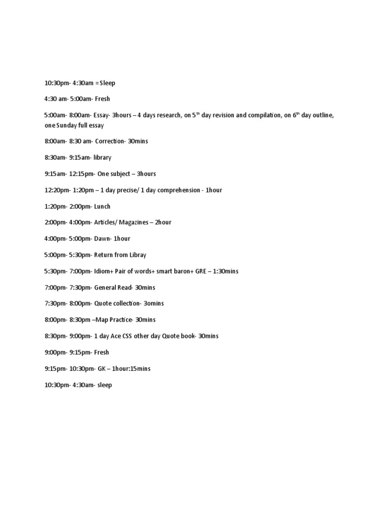 Time Table Css 2022 | PDF