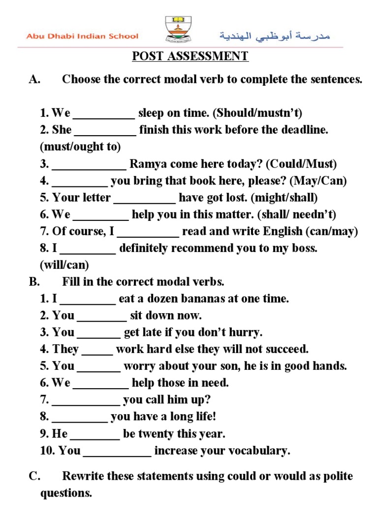 Modals Worksheet | PDF