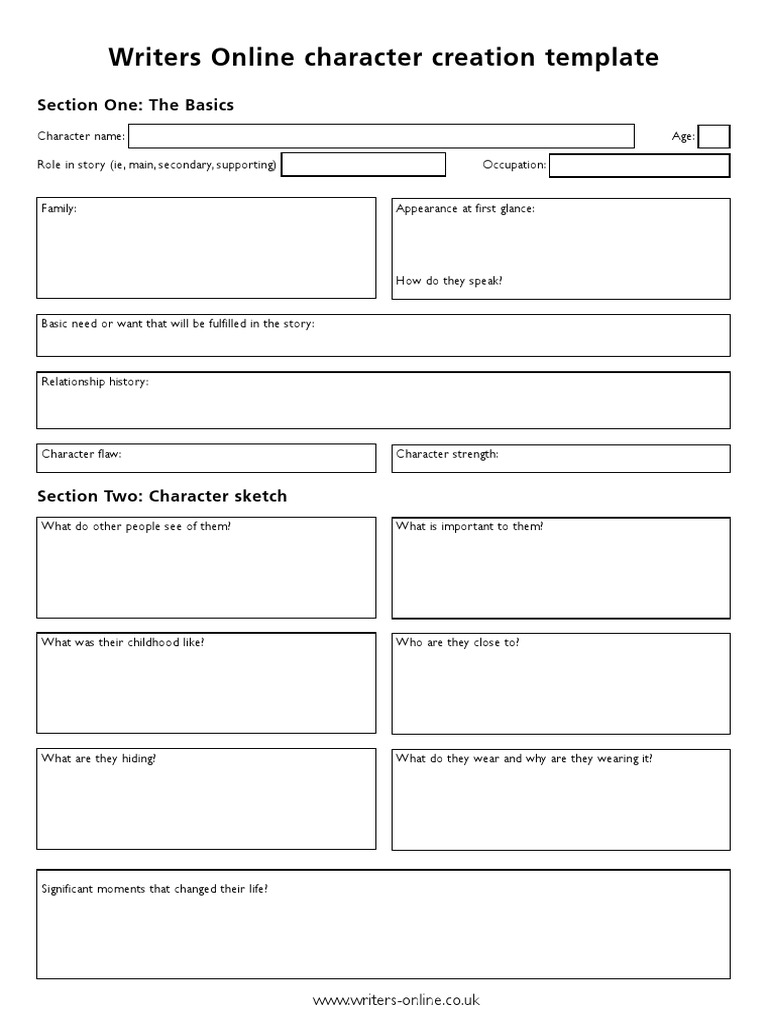 Character Profile Creation Template | PDF