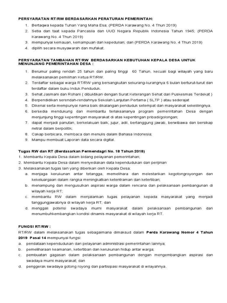 Draft Persyaratan RT RW | PDF