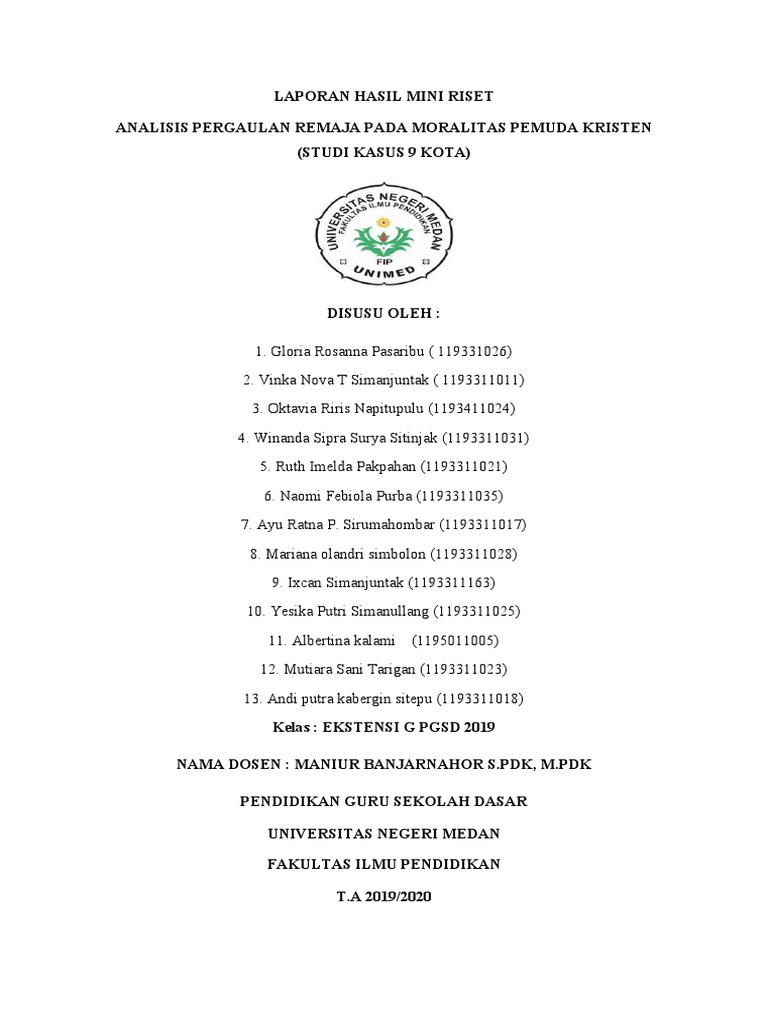 Makalah Mini Riset Agama Kristen - Ekstensi G PGSD 2019 | PDF