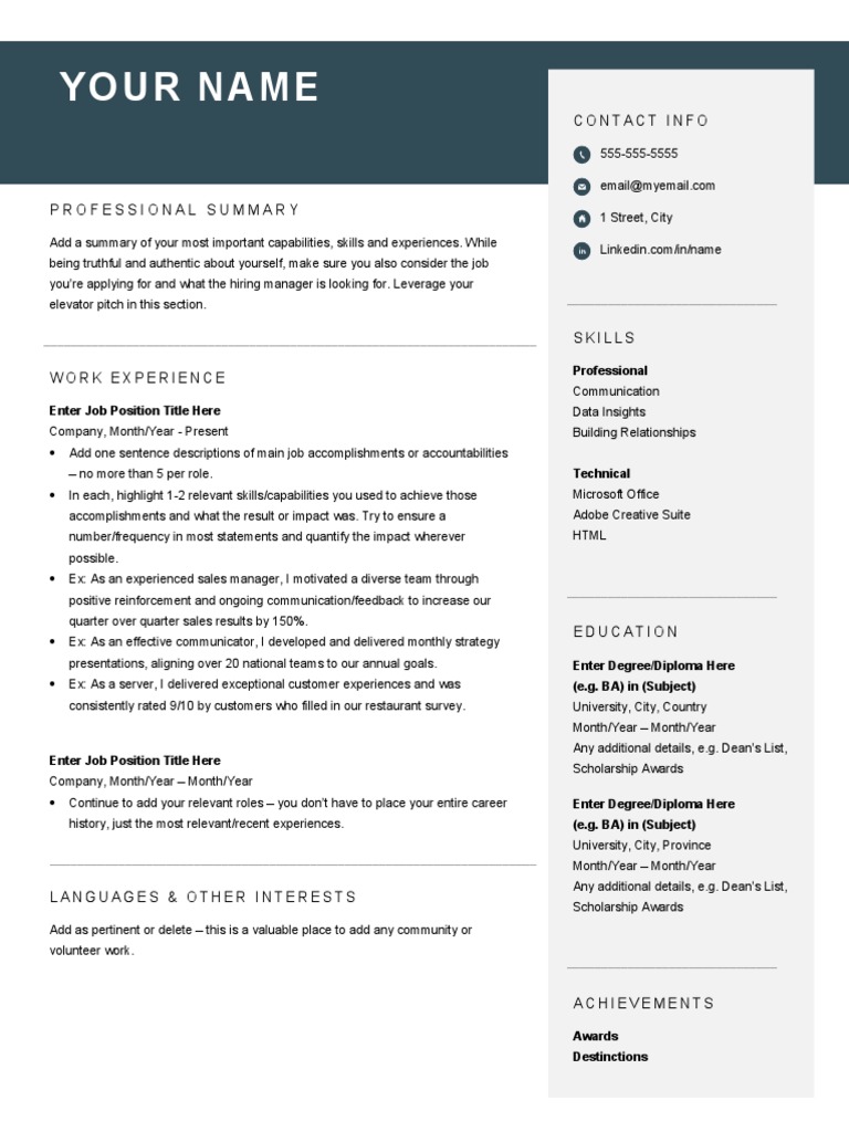 Combined Resume Template A | PDF | Business | Human Nature