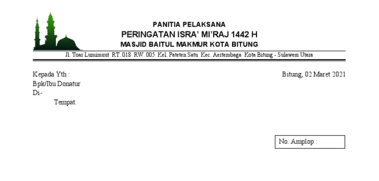 Amplop Isra Miraj 1442h NEW2 FIX Print | PDF