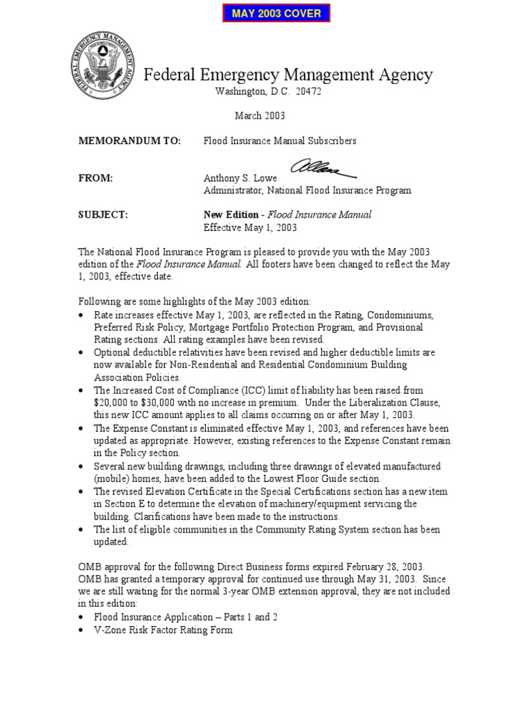 Federal Emergency Management Agency: Memorandum To | PDF | Flood ...