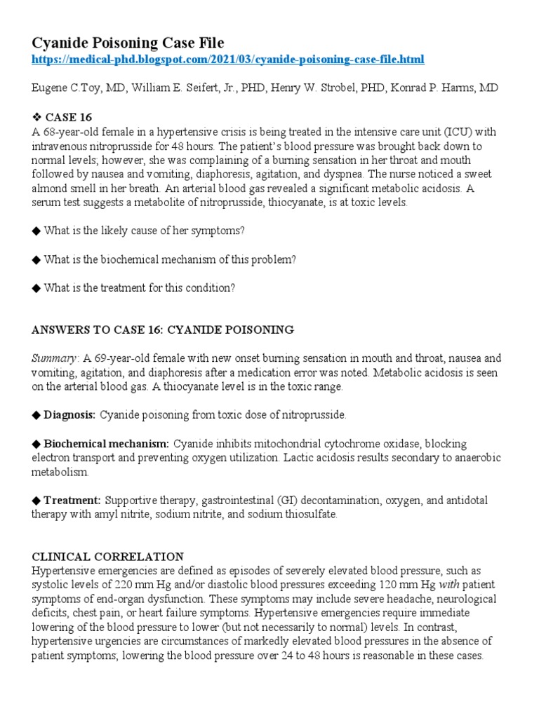 Cyanide Poisoning Case File | PDF | Electron Transport Chain | Biochemistry