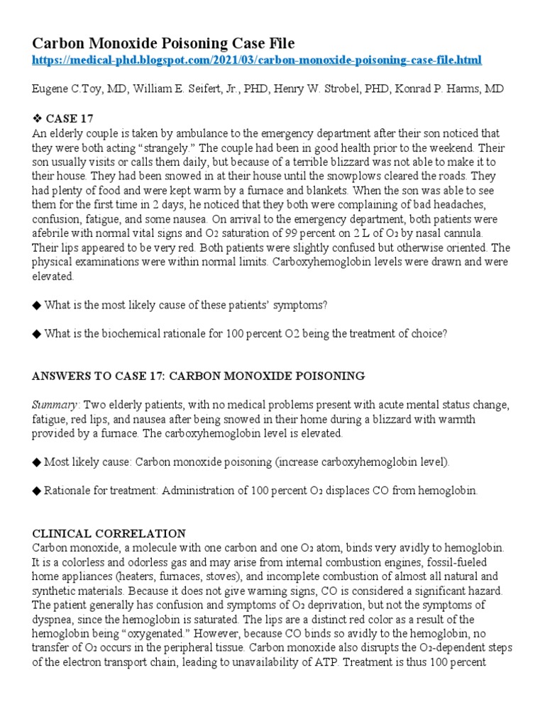 Carbon Monoxide Poisoning Case File | Download Free PDF | Carbon ...