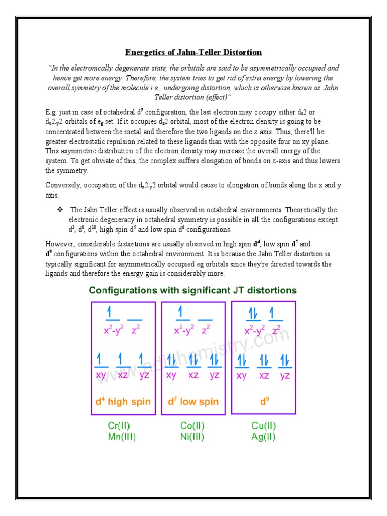 Jahn-Teller Distortion in Transition Metals | PDF | Coordination ...