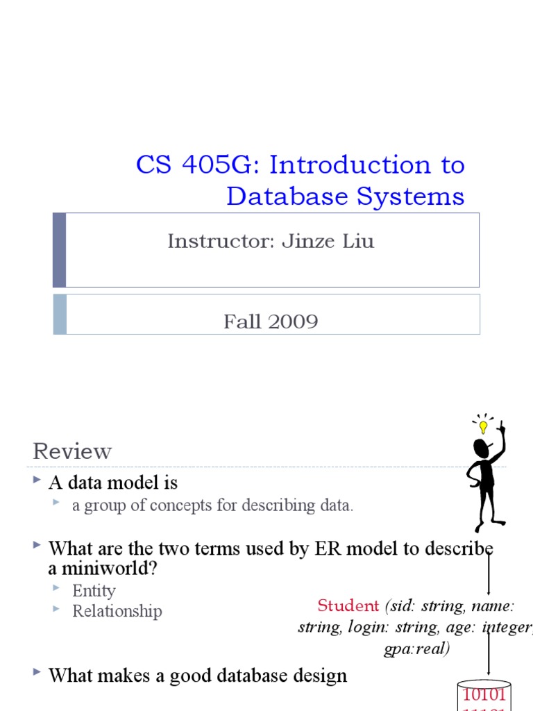 CS 405G: Introduction To Database Systems: Instructor: Jinze Liu | PDF | Relational Database ...