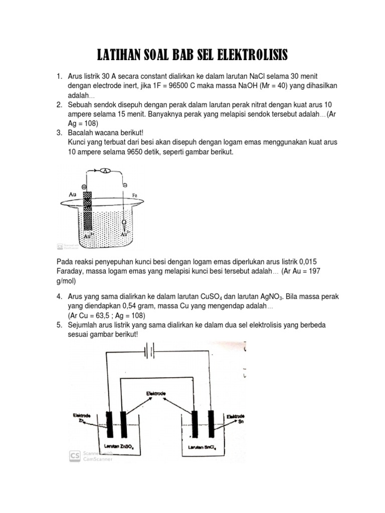 Latihan Soal Bab Sel Elektrolisis Ajakbelajar | PDF