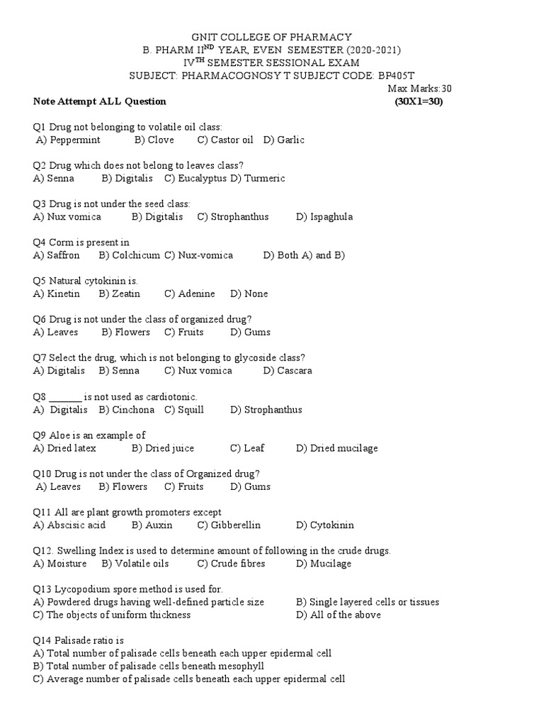 Pcog MCQ | PDF | Cinnamon | Resin