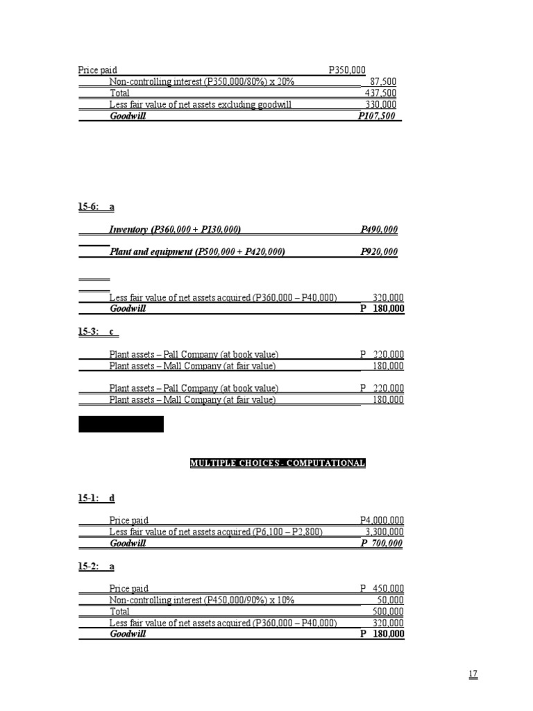 Goodwill P107,500: Multiple Choices - Computational | PDF | Debits And ...