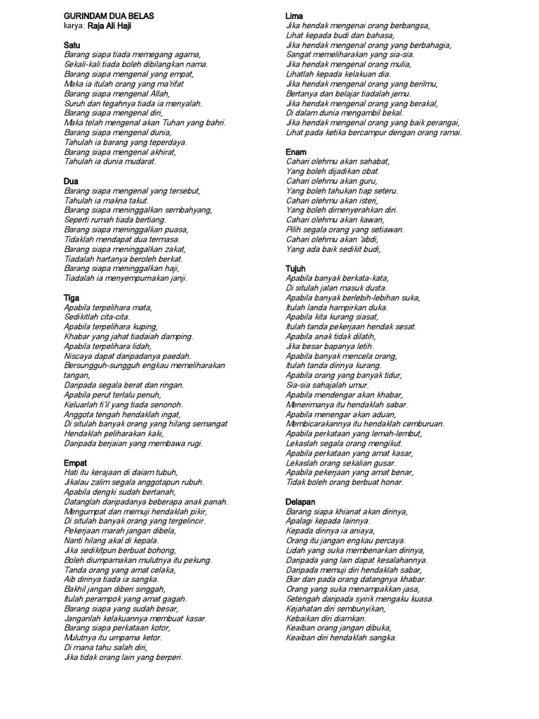 Gurindam Dua Belas | PDF