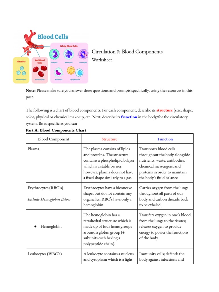 Blood Worksheet