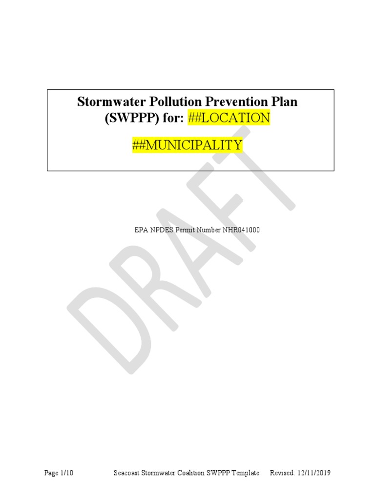 Stormwater Pollution Prevention Plan (SWPPP) For: ##LOCATION | PDF ...