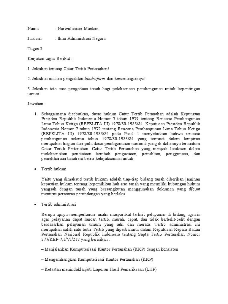 Tugas 2 Administrasi Pertanahan | PDF