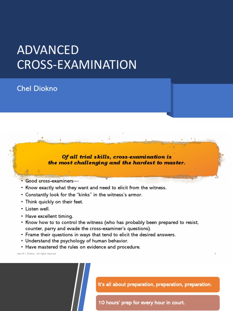 Master Cross-Examination with Advanced Preparation | PDF | Deposition ...