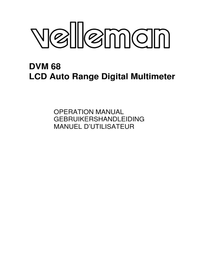 DVM 68 LCD Auto Range Digital Multimeter: Operation Manual ...