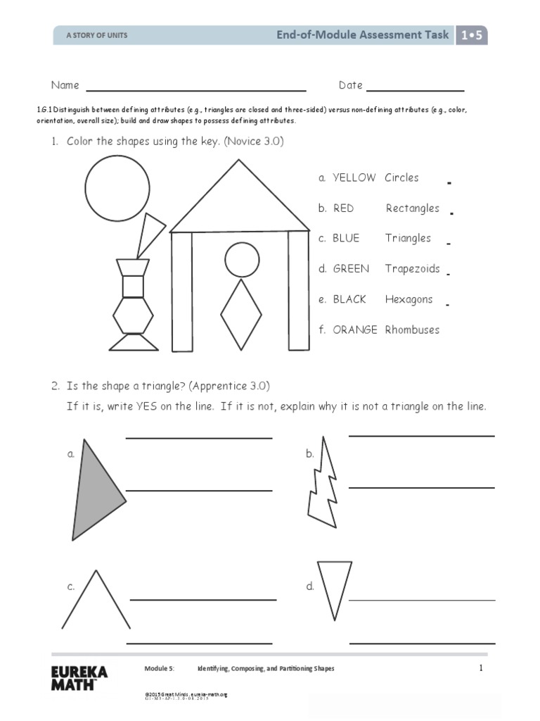 Grade 1 Module 5 Assessment | PDF | Shape | Rectangle