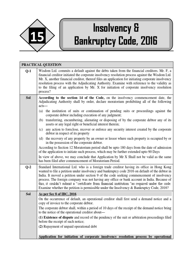 Insolvency & Bankruptcy Code, 2016 | PDF | Bankruptcy | Liquidation