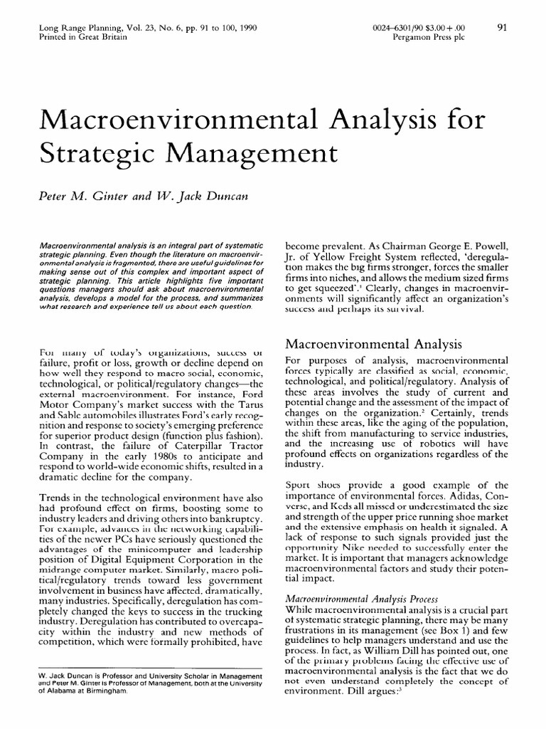 Macroenvironmental Analysis in Strategy | PDF | Strategic Management ...