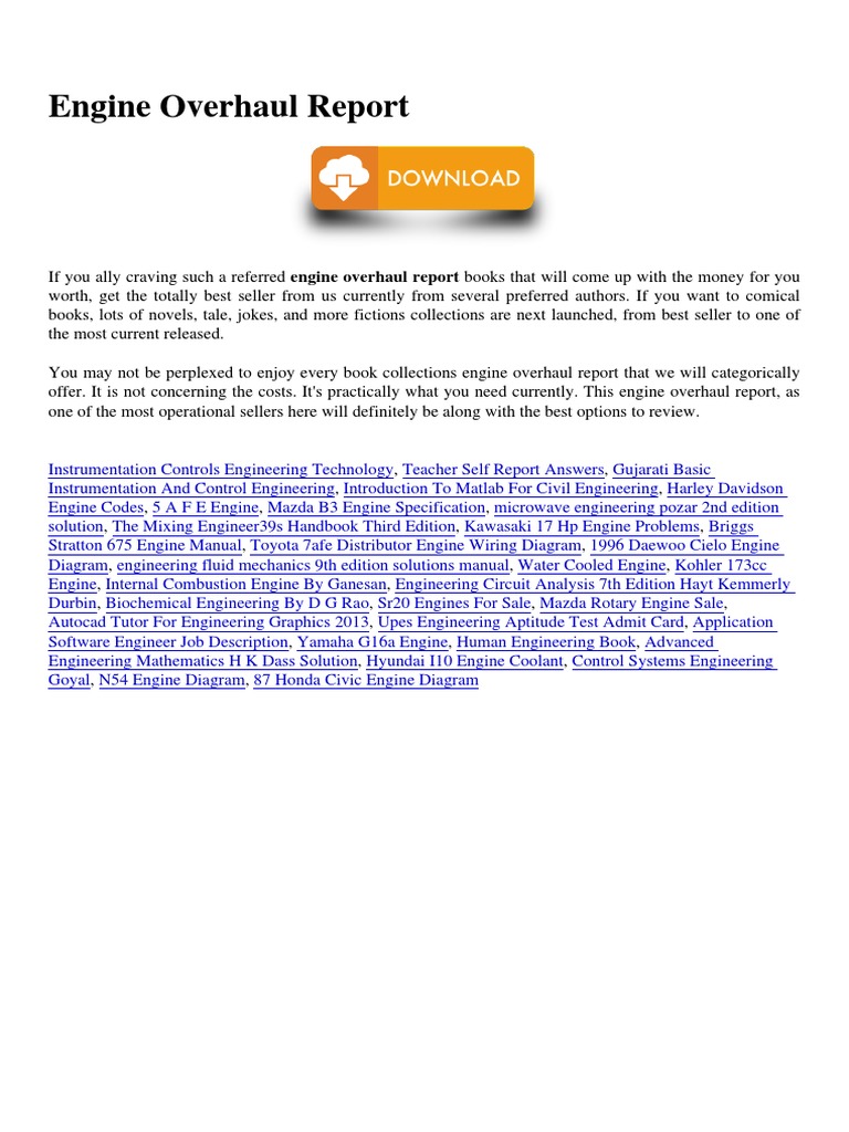 Engine Overhaul Report2 | PDF | Technology & Engineering