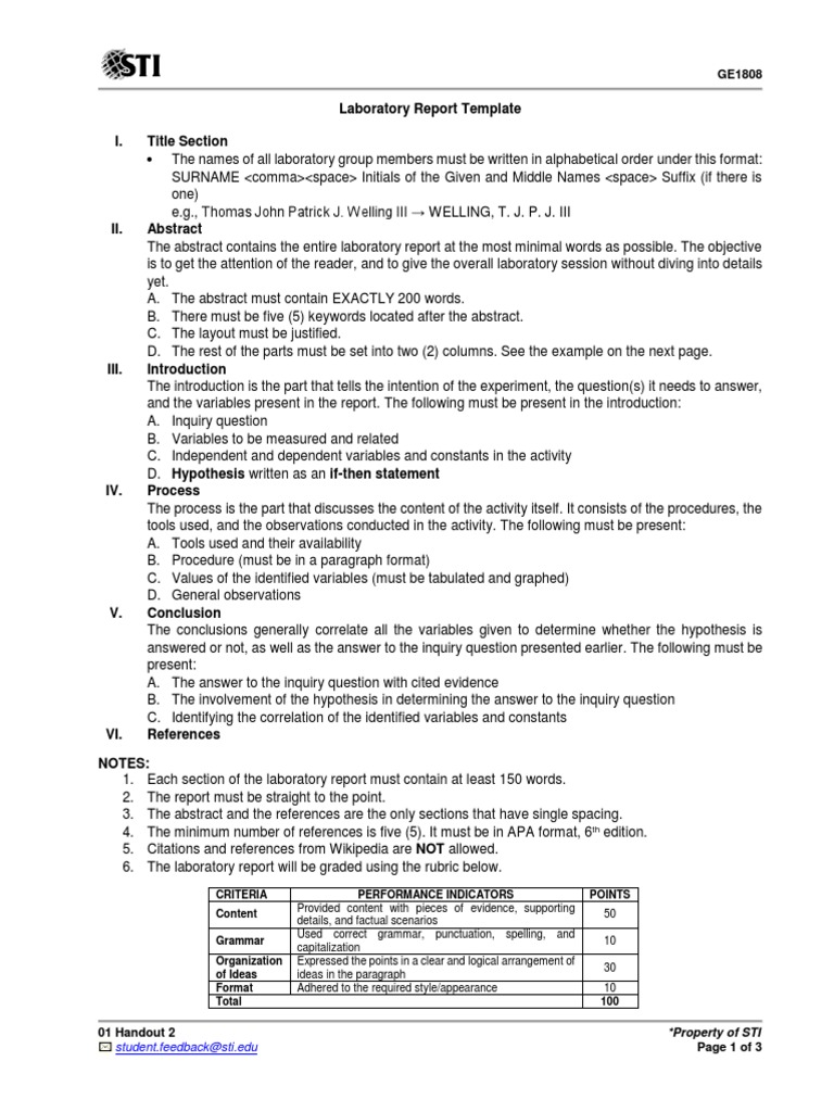 Lab Report Format | PDF | Experiment | Methodology