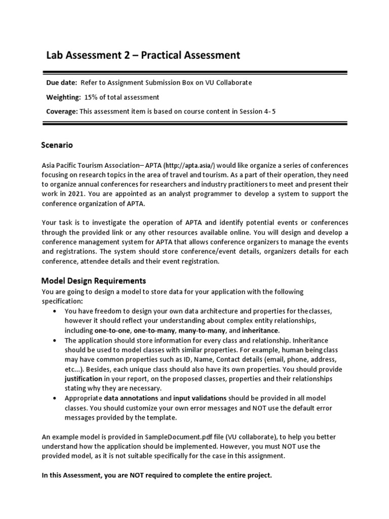 Lab Assessment 2 - Practical Assessment: Scenario | PDF | Model–View ...
