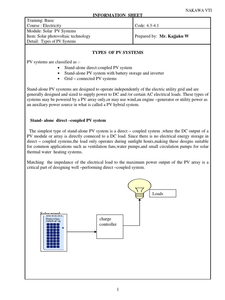 Types of PV System | PDF | Photovoltaic System | Photovoltaics