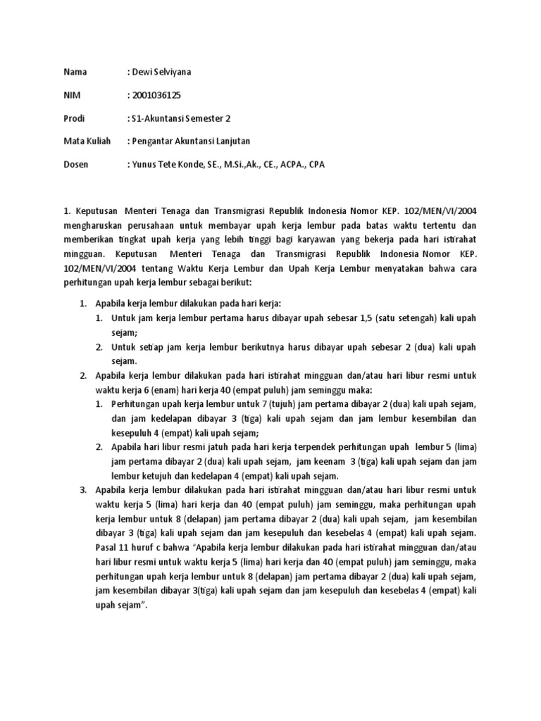 Dewi Selviyana 2001036125 Tugas P. Ak. Lanjutan | PDF