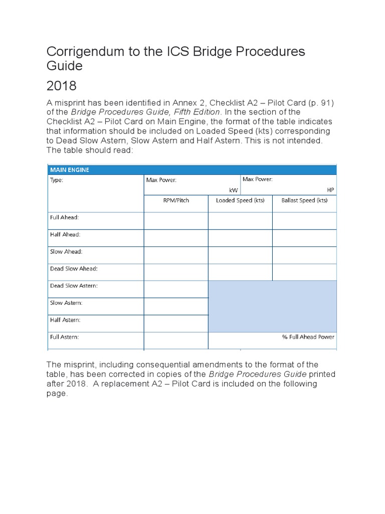 Corrigendum To The ICS Bridge Procedures Guide 5th Edition | PDF ...
