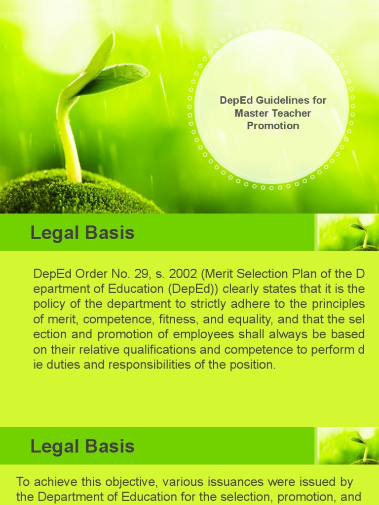 Deped Guidelines For Master Teacher Promotion | PDF | Academic Degree ...