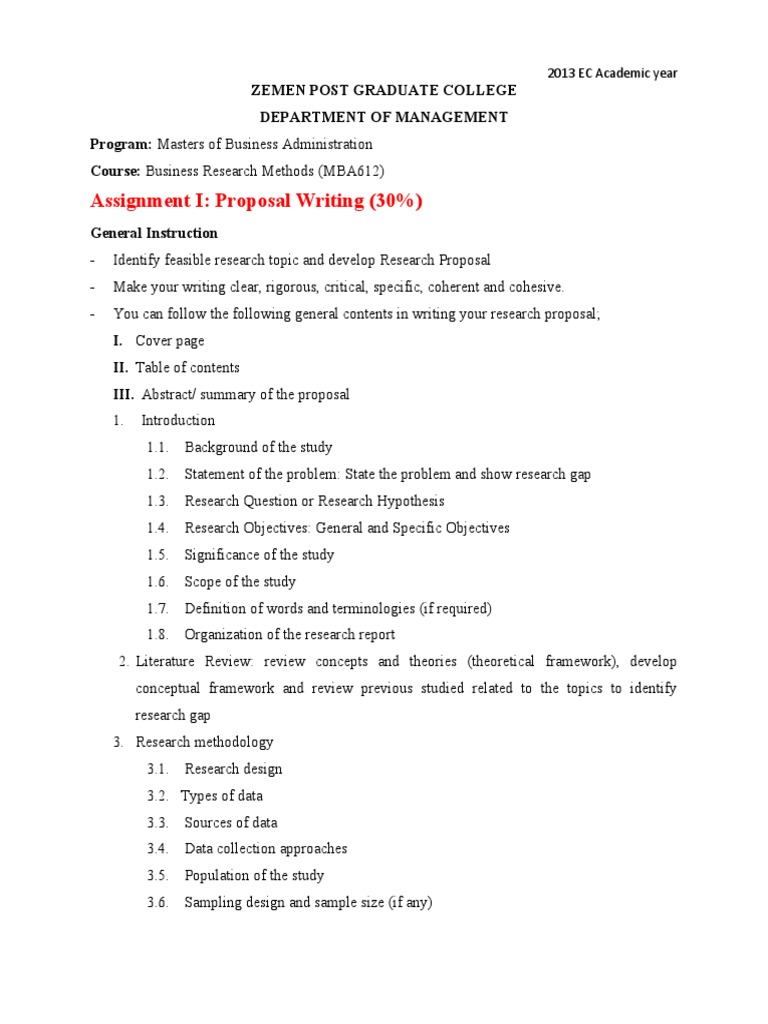 Assignment I: Proposal Writing (30%) | PDF | Data Analysis | Scientific Method