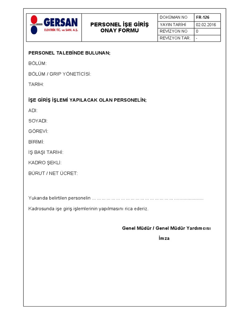 Personel Ise Giris Onay Formu | PDF