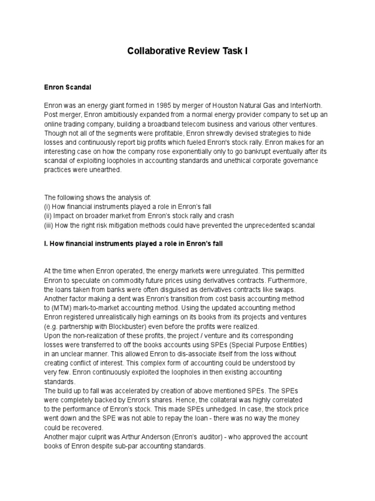 Collaborative Review Task I | PDF | Enron | Derivative (Finance)