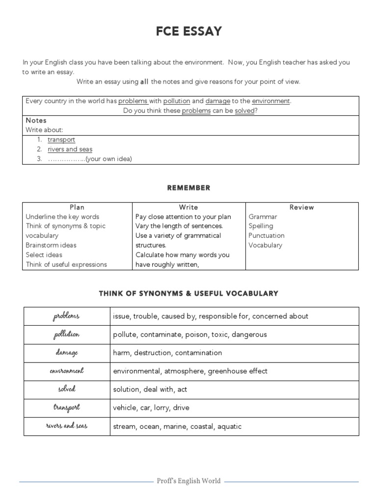 How To Write Fce Essay Teacher | PDF | Pollution | Renewable Energy