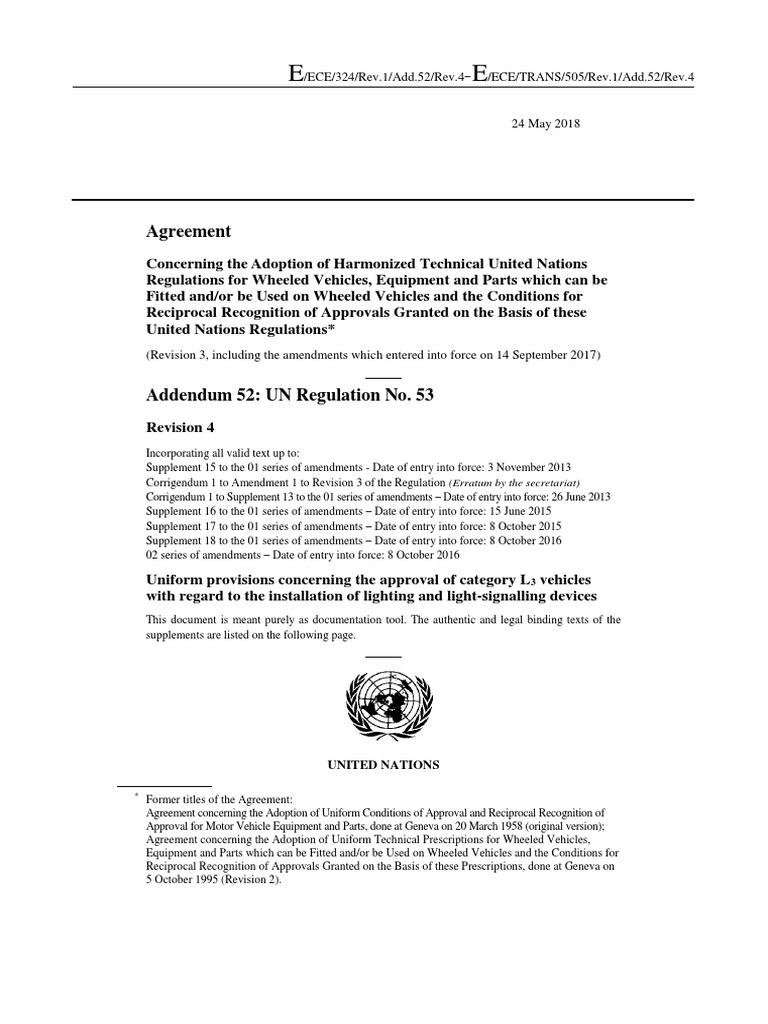UN R53 For Malaysia | PDF | Headlamp | Teaching Mathematics