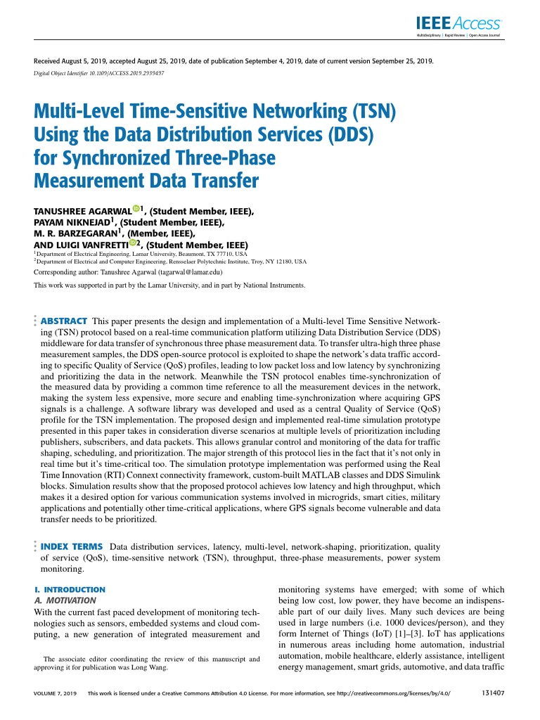 Multi-Level Time-Sensitive Networking (TSN) Using The Data Distribution ...