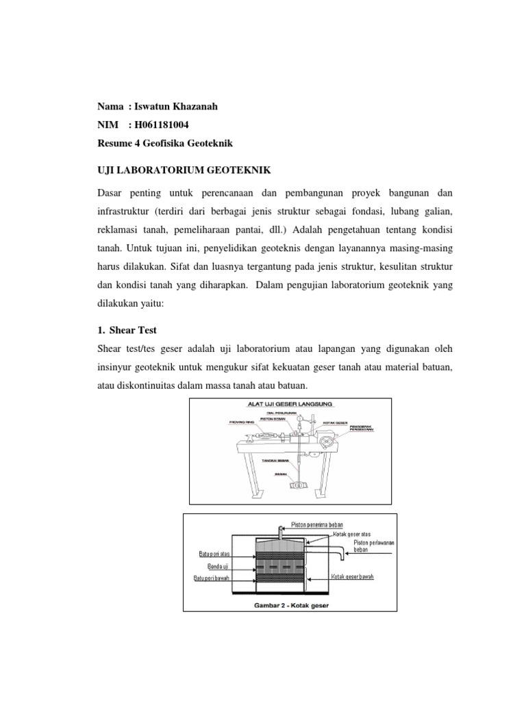 Uji Laboratorium Geoteknik | PDF