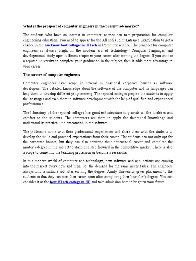 What Is The Prospect of Computer Engineers in The Present Job Market ...