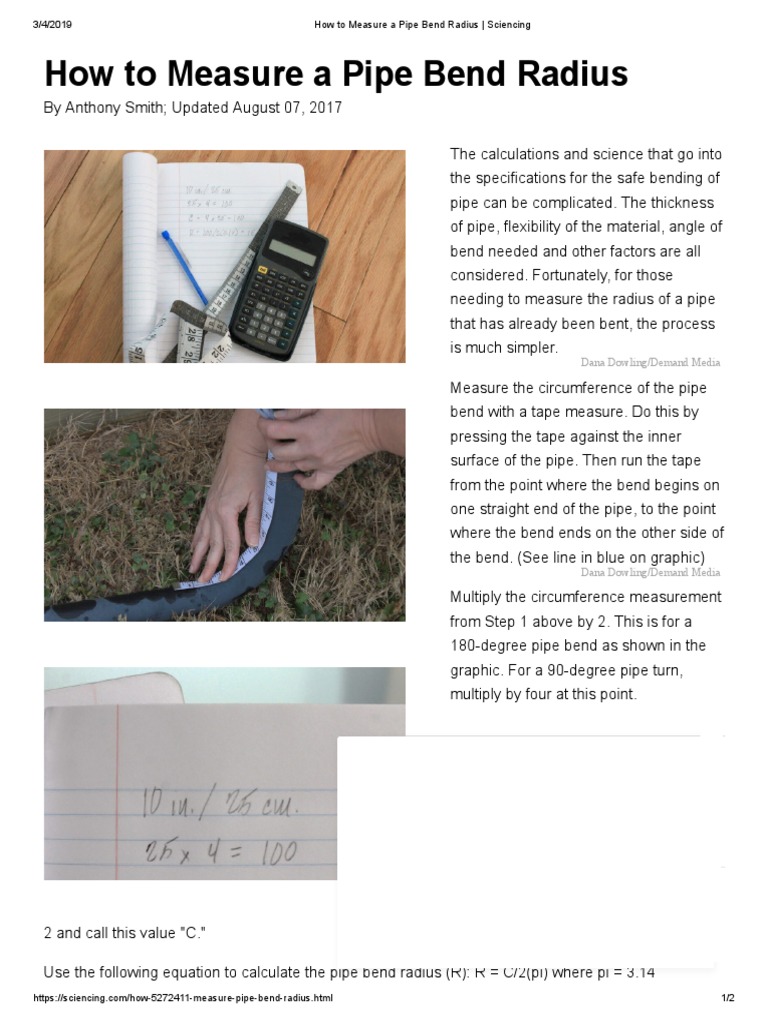 How To Measure A Pipe Bend Radius - Sciencing | PDF | Applied And ...