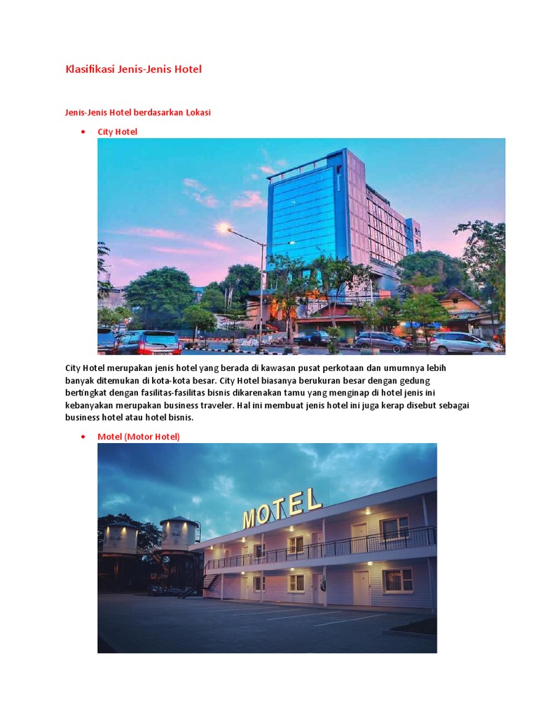 Klasifikasi Jenis Hotel | PDF