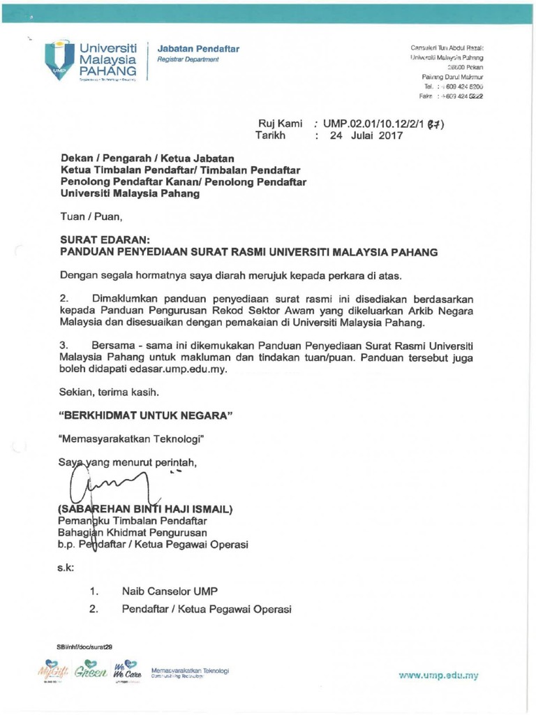 Panduan Penyediaan Surat Rasmi UMP | PDF