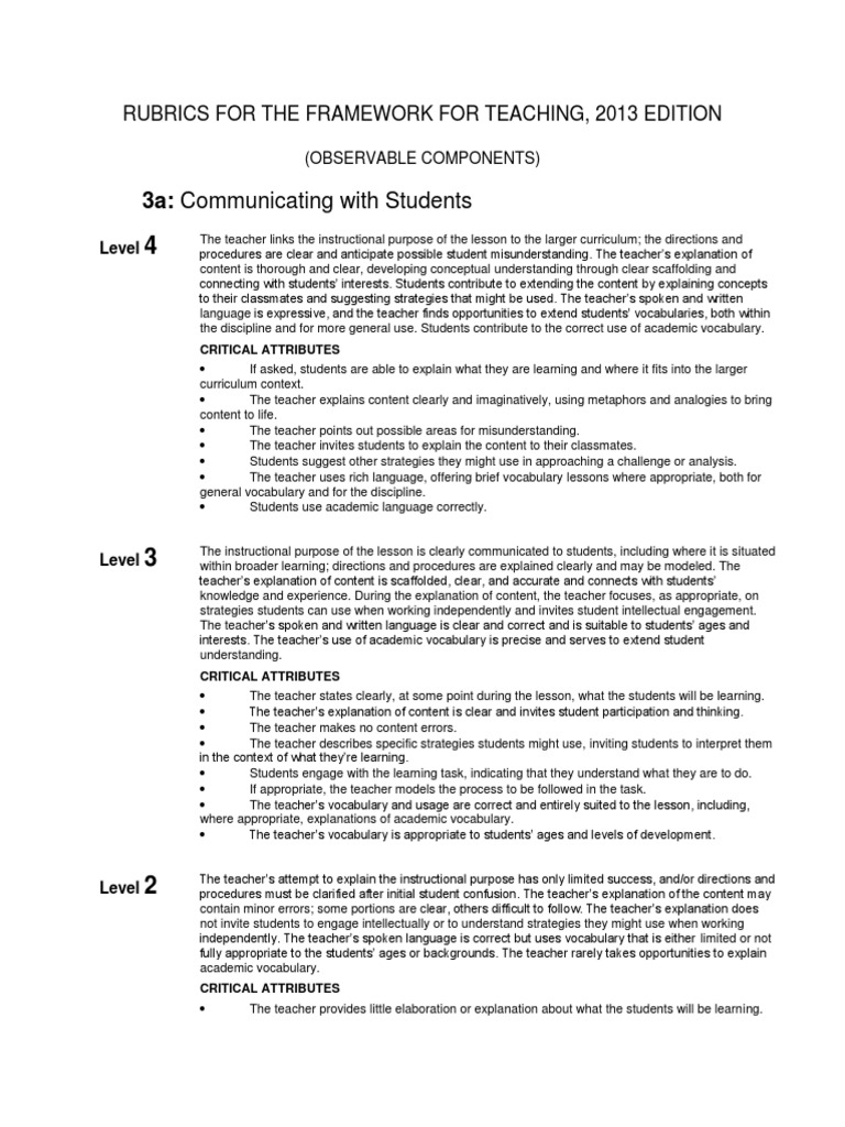 Danielson - Domain 3 Rubric | PDF | Educational Assessment | Teachers