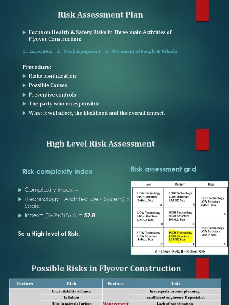 Risk Assessment Plan: Focus On Health & Safety Risks in Three Main ...